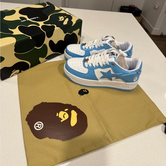 Bape | Shoes | Bapesta Lows Patent Leather Blue 222 Mens Size 75 | Poshmark